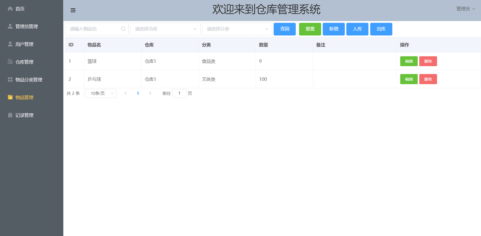 前后端分离项目 仓库管理系统 Springbootvue 前后端分离仓库管理系统,前端用vueelementui、后端用
